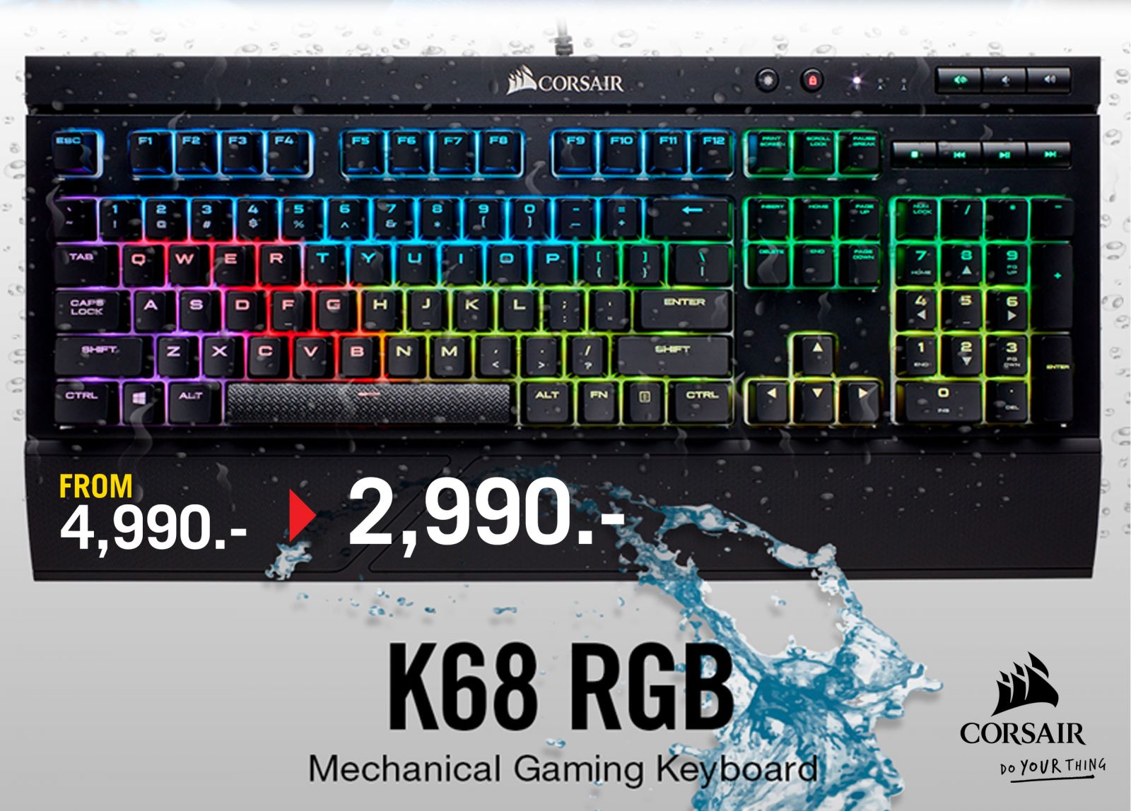 สุดคุ้ม!! ของเข้าแล้ว!! Keyboard Corsair K68 RGB Mechanical RED Switch ...