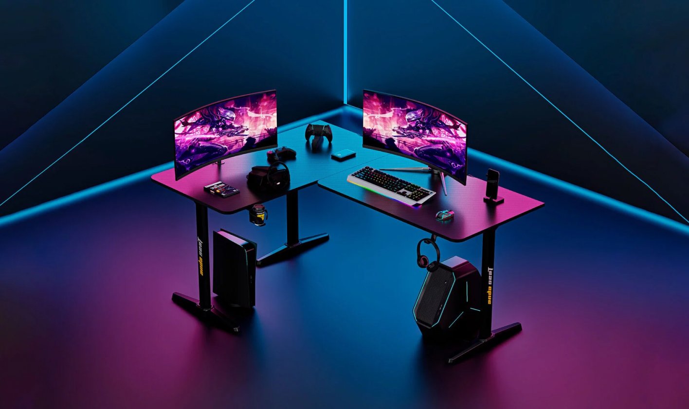 ขาย Anda Seat Wind Seeker L-shaped Gaming Desk - Black - 160x120cm ราคา ...