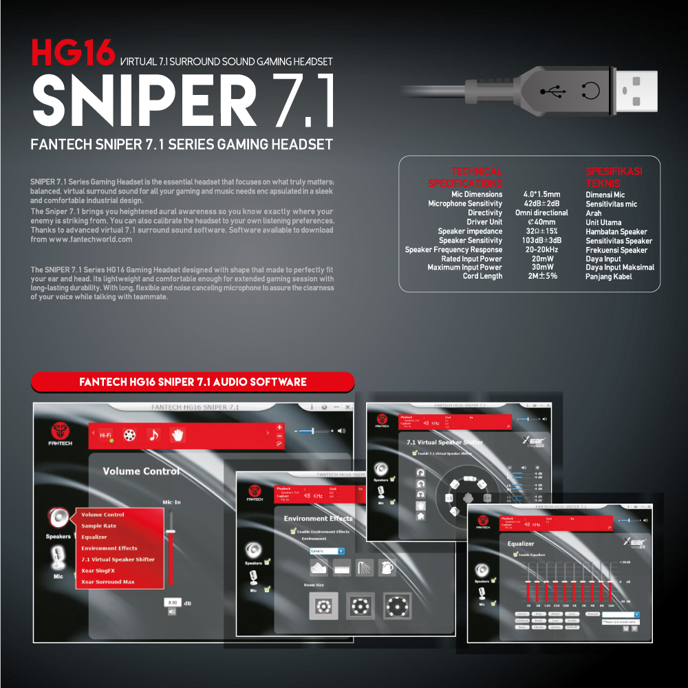 ขาย Fantech HG16 Sniper 7.1 Surround Sound Stereo Gaming Headset ราคา ...