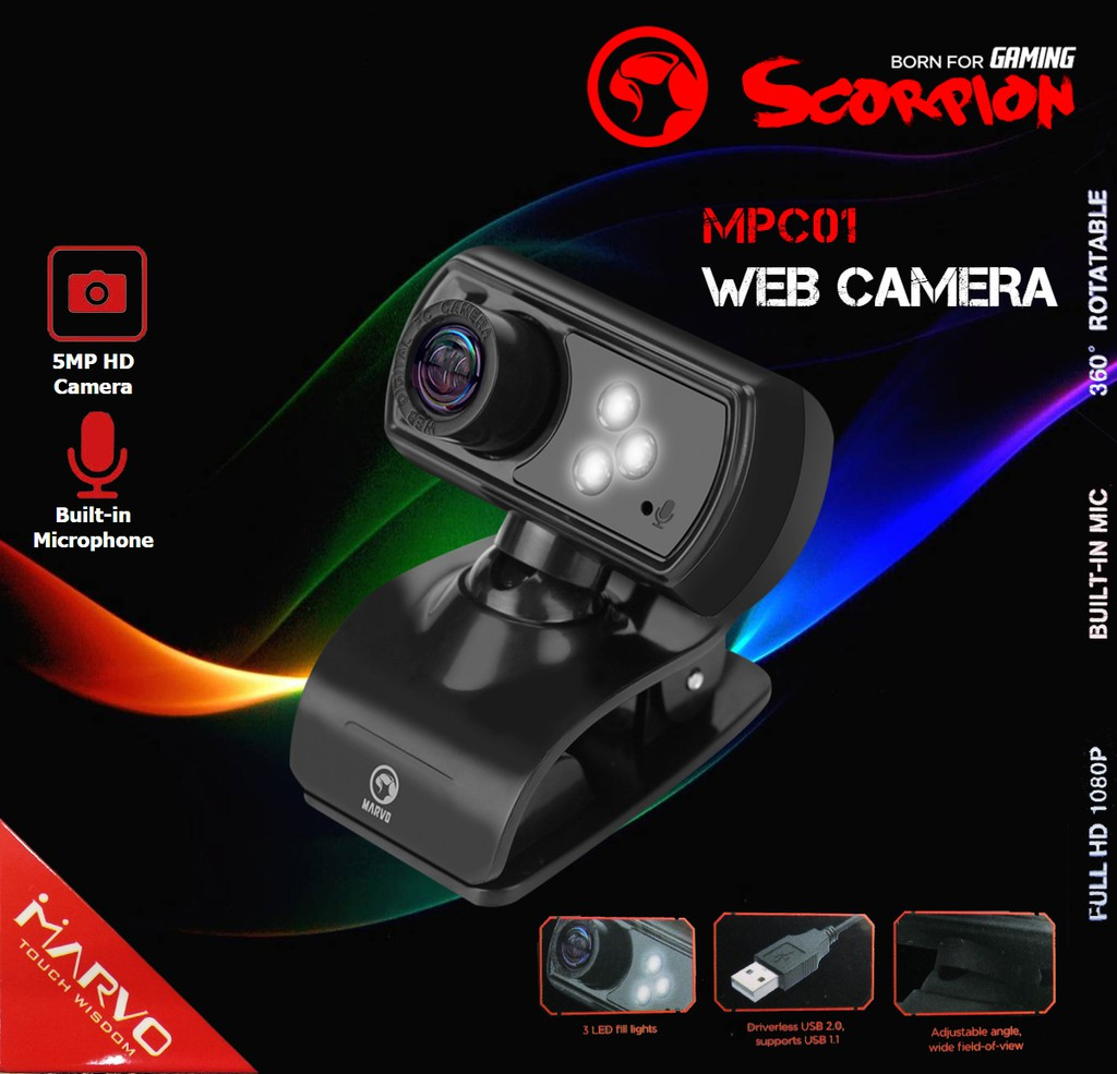 ขาย Marvo MPC01 Web Camera 1080p LED Light ราคา 550.00 บาท