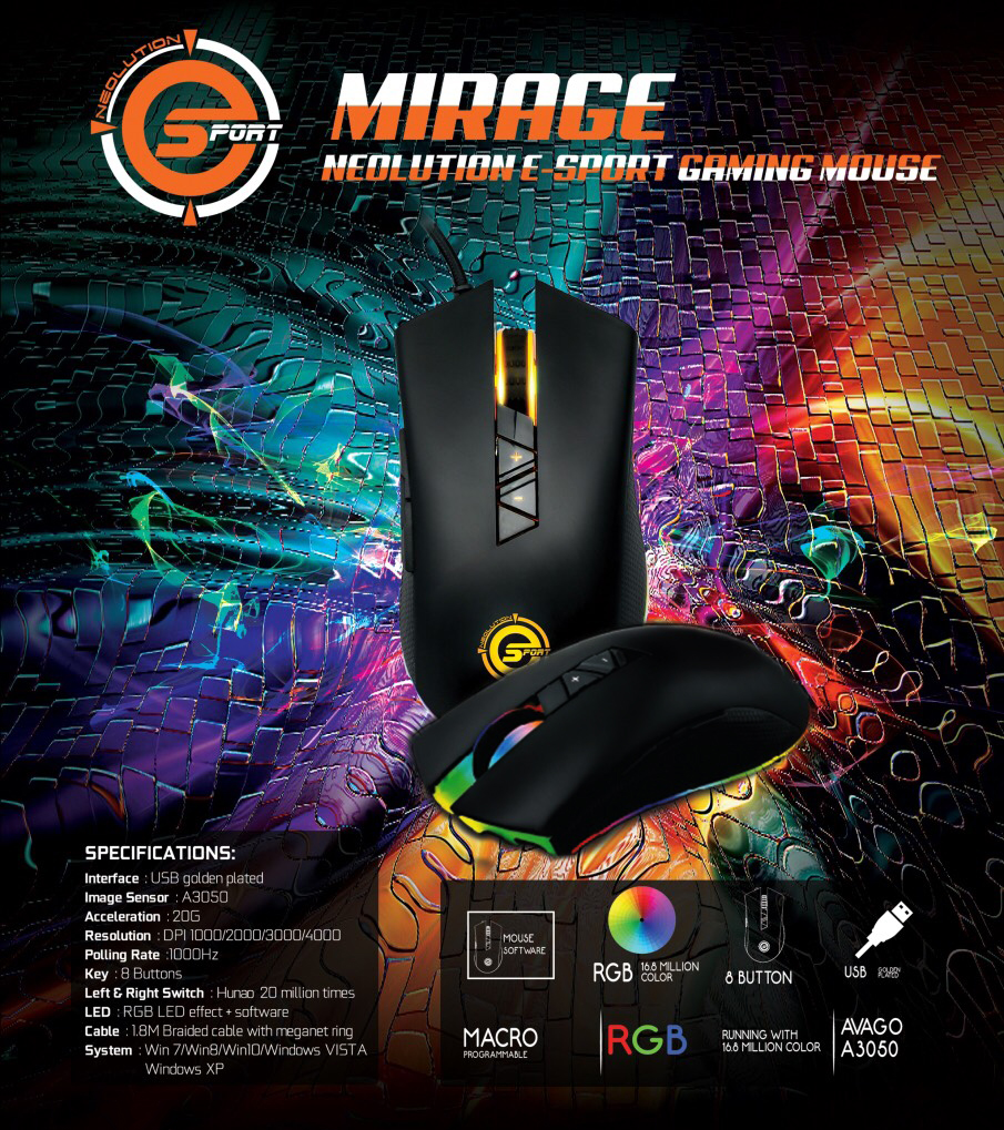 ขาย Neolution E-sport Mirage Gaming mouse (By-Order) ราคา 590.00 บาท