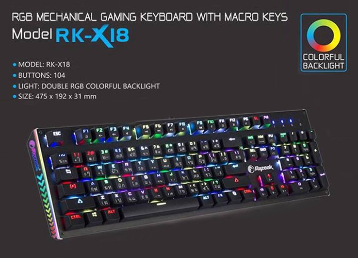 ขาย Razeak Thor RK-X18 Mechanical Multicolor Blacklighting Gaming ...