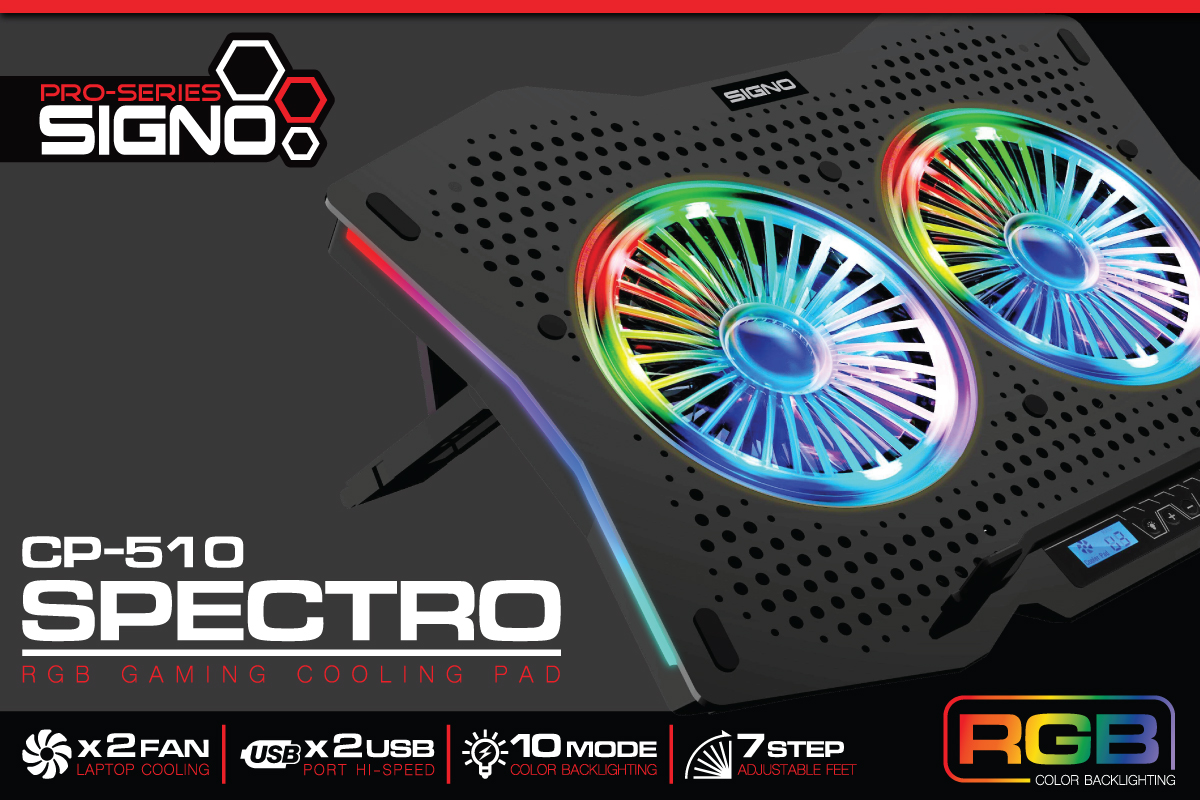 ขาย Signo E-sport CP-510 Spectro RGB Gaming Coolingpad ราคา 690.00 บาท