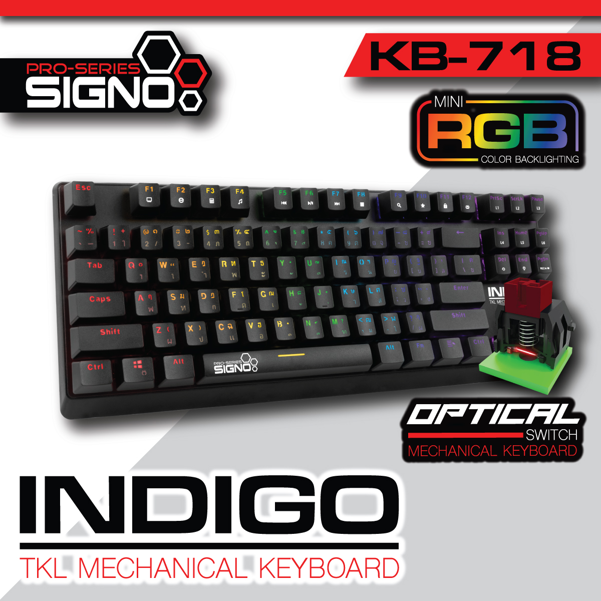 ขาย Signo E-sport KB-718 INDIGO RGB TKL Gaming Keyboad - Red Optical ...