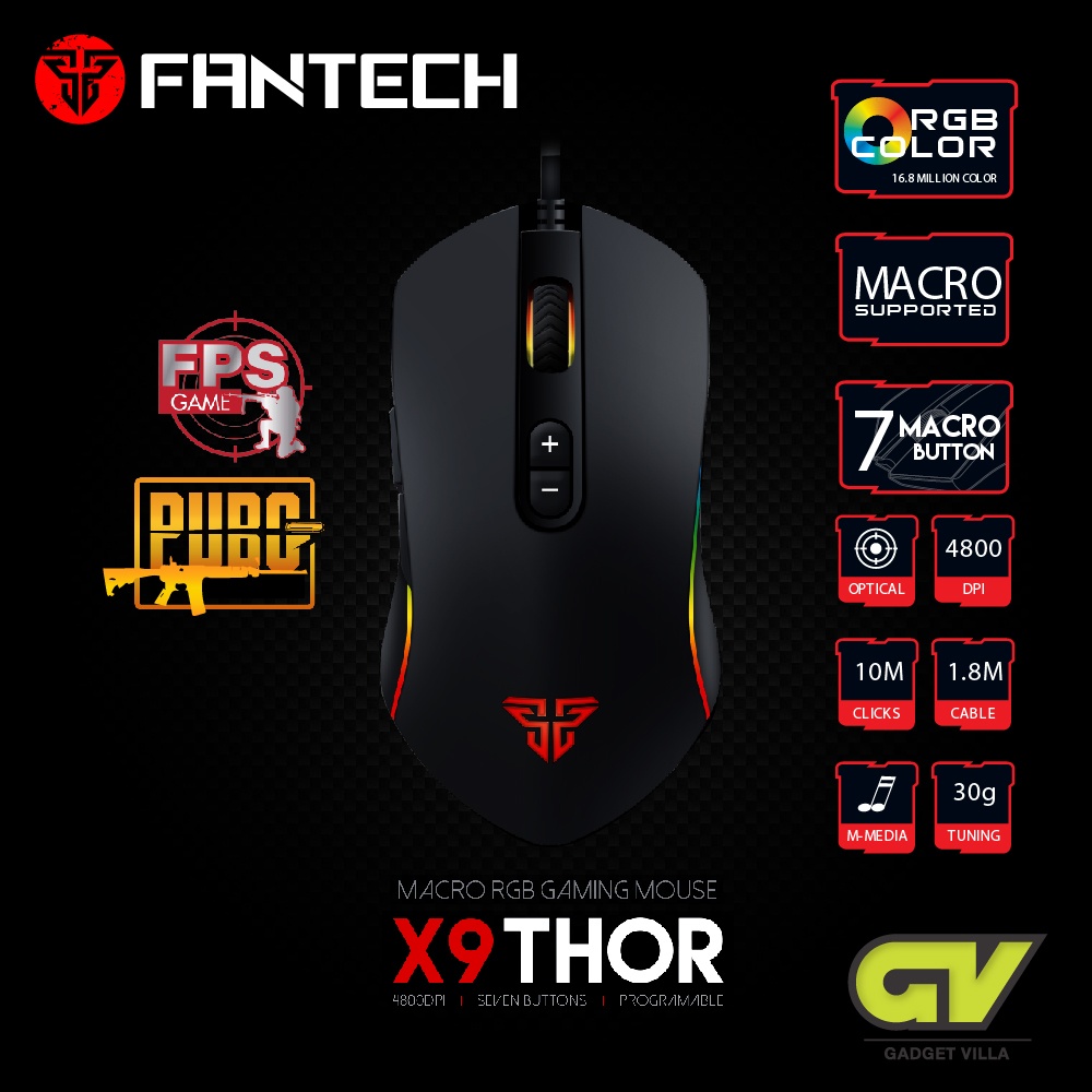 ขาย Fantech X9 Thor Gaming Mouse (BLACK) ราคา 390.00 บาท