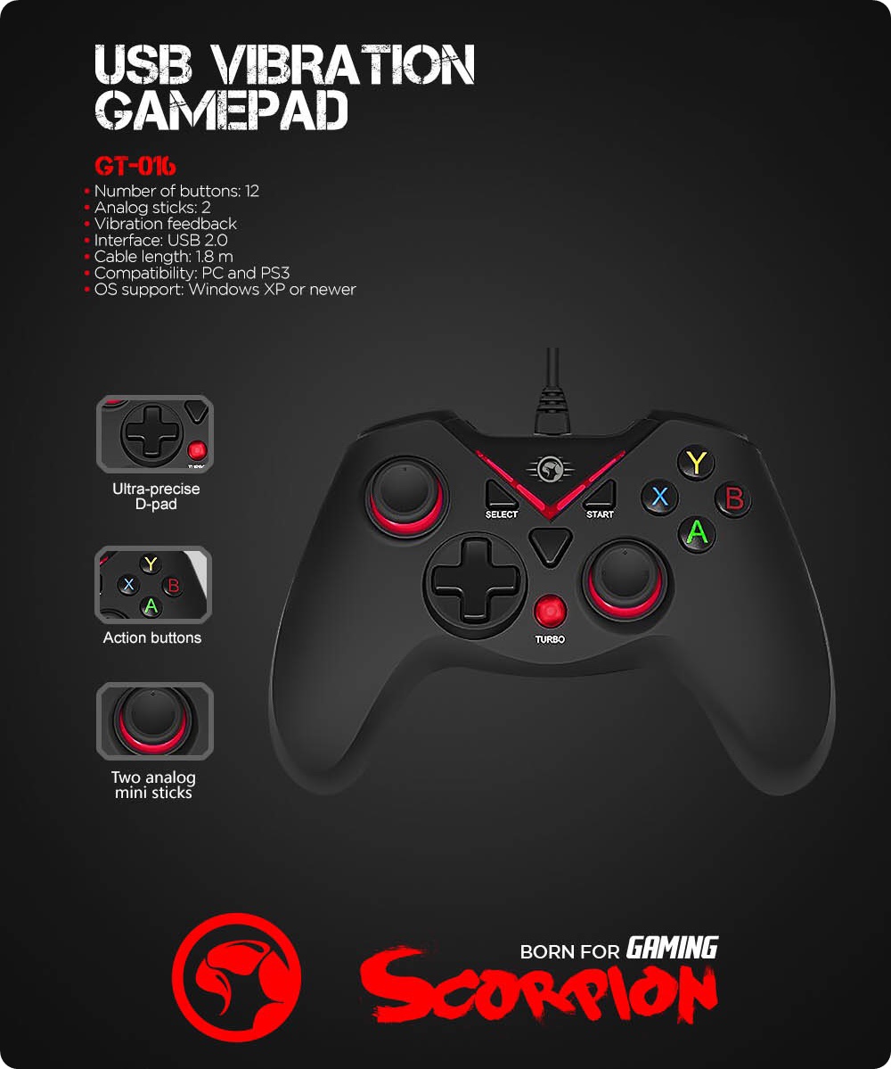 ขาย Marvo GT-016 Scorpion USB Vibration Gampad ราคา 450.00 บาท