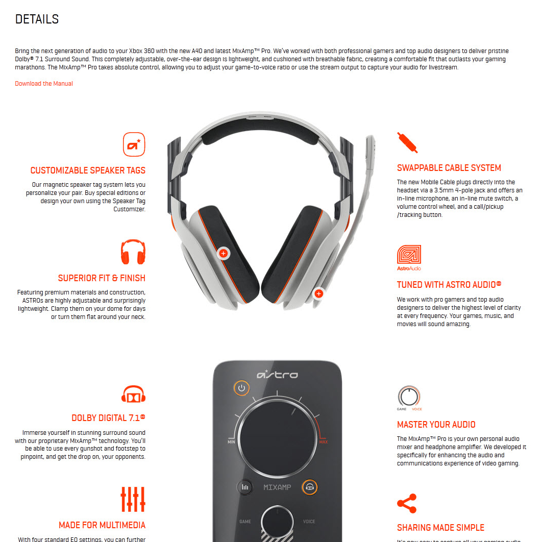 ขาย ASTRO Gaming A40 and MixAmp Pro PC/MAC/PS3/PS4 (Light Grey) ราคา ...