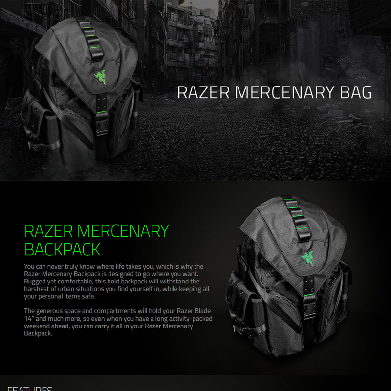 ขาย Razer Mercenary Gaming Backpack ราคา 4,090.00 บาท