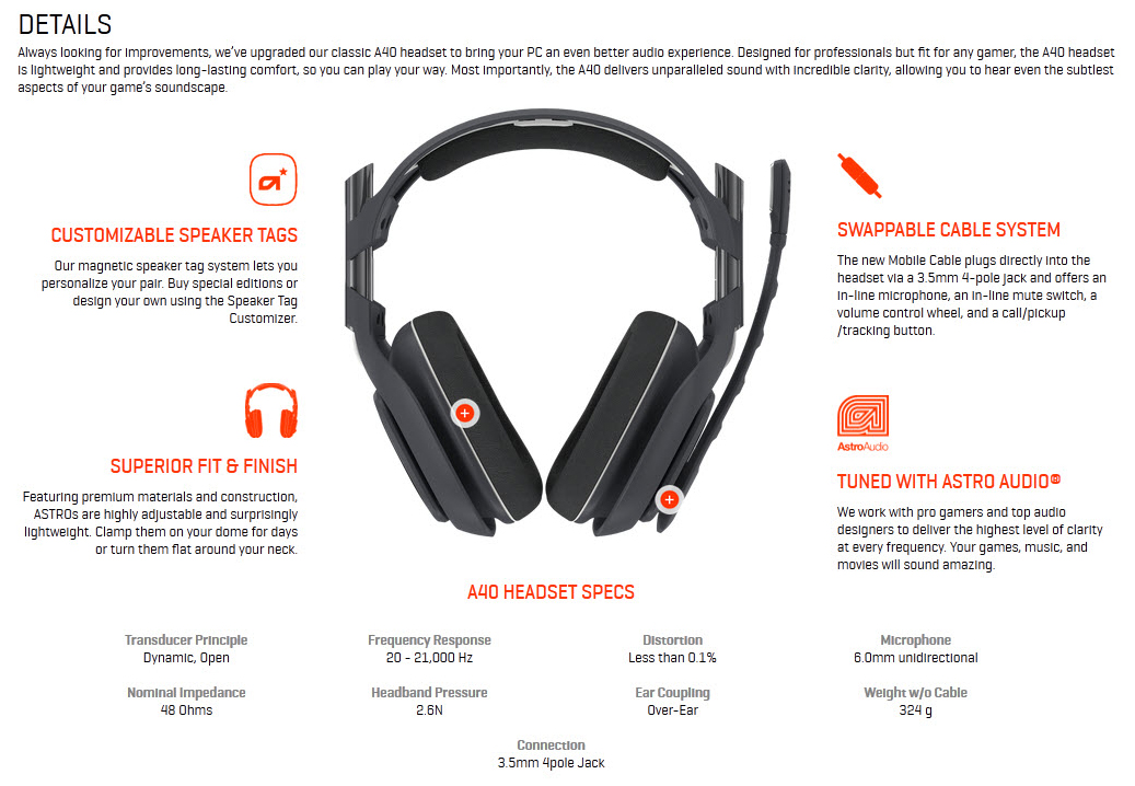 ขาย ASTRO Gaming A40 PC/MAC Headset Kit (Light Grey) ราคา 6,490.00 บาท